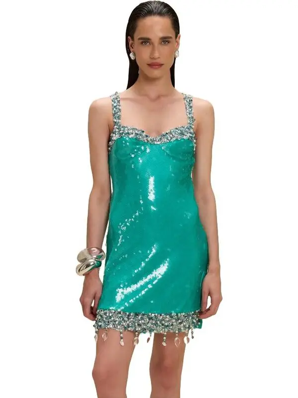 PatBO Isla Sequin Mini Dress - Green