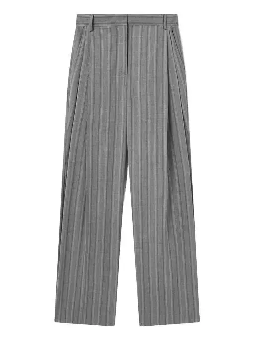 Stella McCartney Striped Straight-leg Wool Trousers - Gray