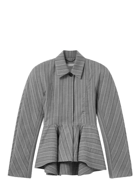 Stella McCartney Striped Tailored Peplum Jacket - Gray