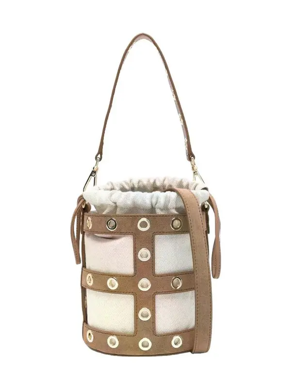 Maje Eyelet Embellished Bucket Bag - Neutrals
