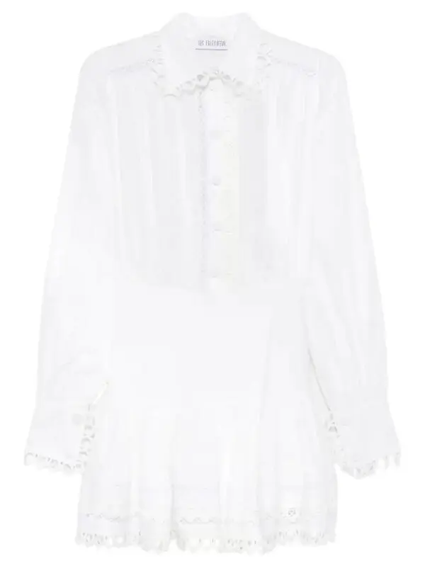 LES FILLES D'EVA Lace Trim Mini Dress - White