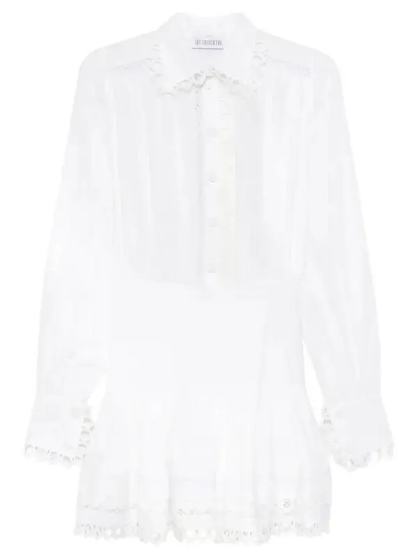 LES FILLES D'EVA Lace Trim Mini Dress - White
