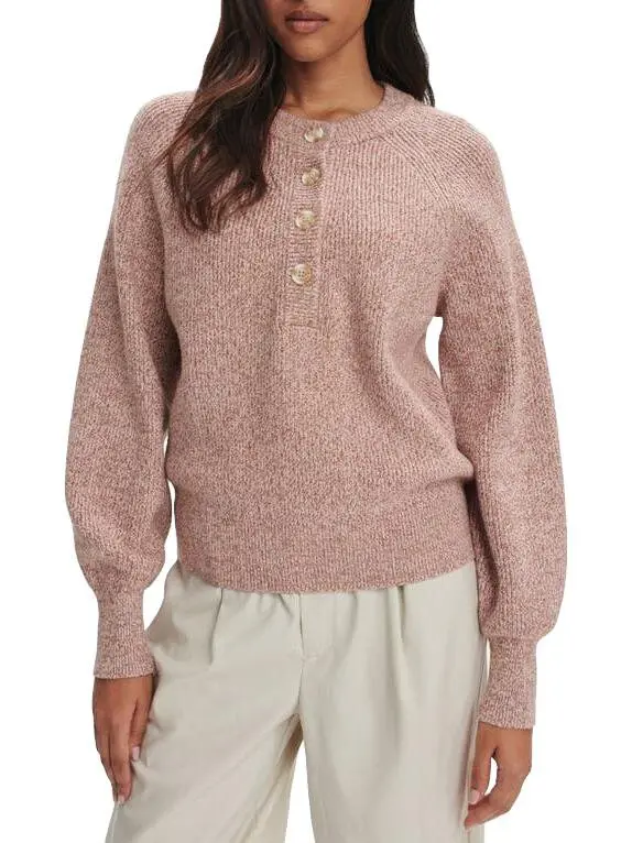 Varley Kennings Half Button Sweater - Ginger Rose Fleck