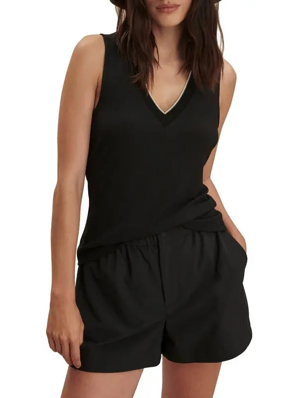 Varley Corby V-neck Modal Blend Tank - Black