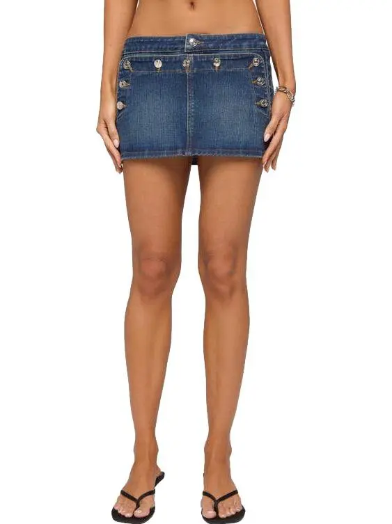 EDIKTED Fridie Denim Miniskirt - Blue-washed