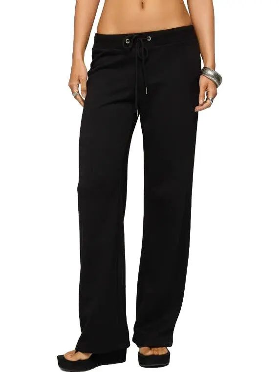EDIKTED Quinn Straight Leg Sweatpants - Black