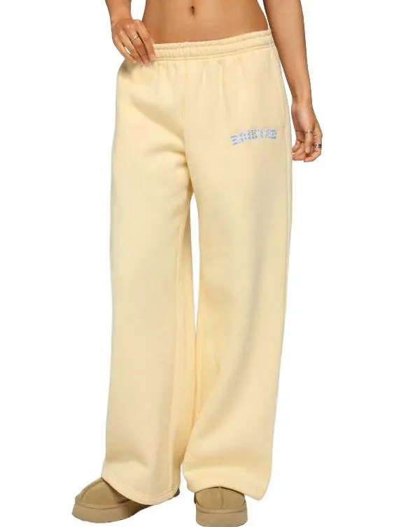 EDIKTED Wide Leg Sweatpants - Yellow