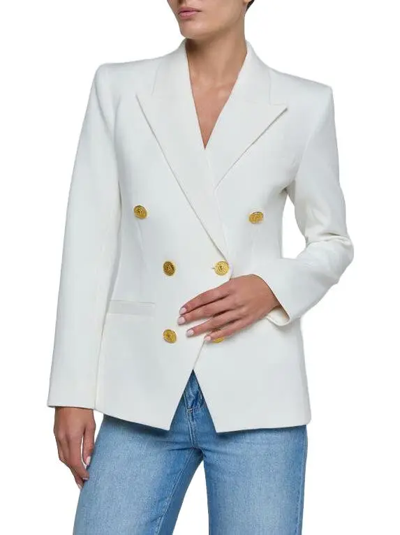 L'Agence Kyomi Double-breasted Blazer - White
