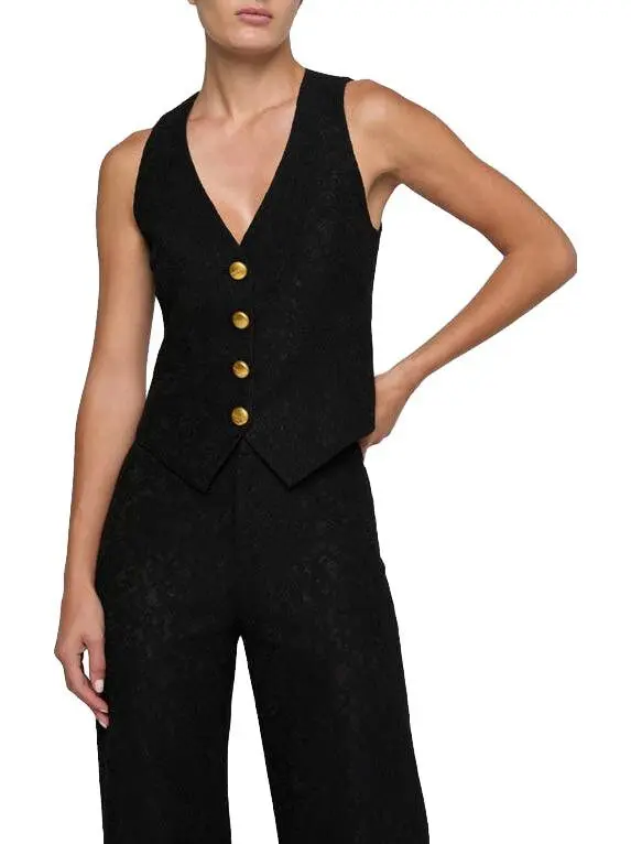 L'Agence Kino Bonded Lace Vest - Black
