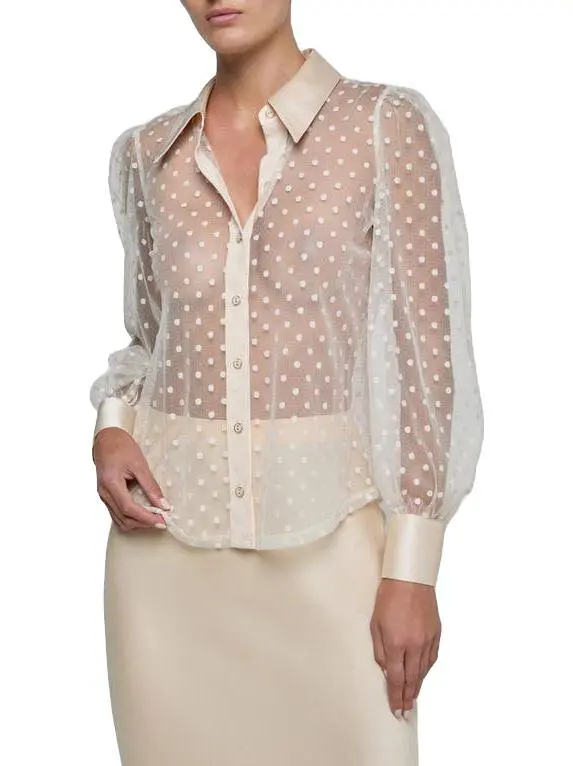 L'Agence Sophie Swiss Dot Button-up Shirt - Ecru