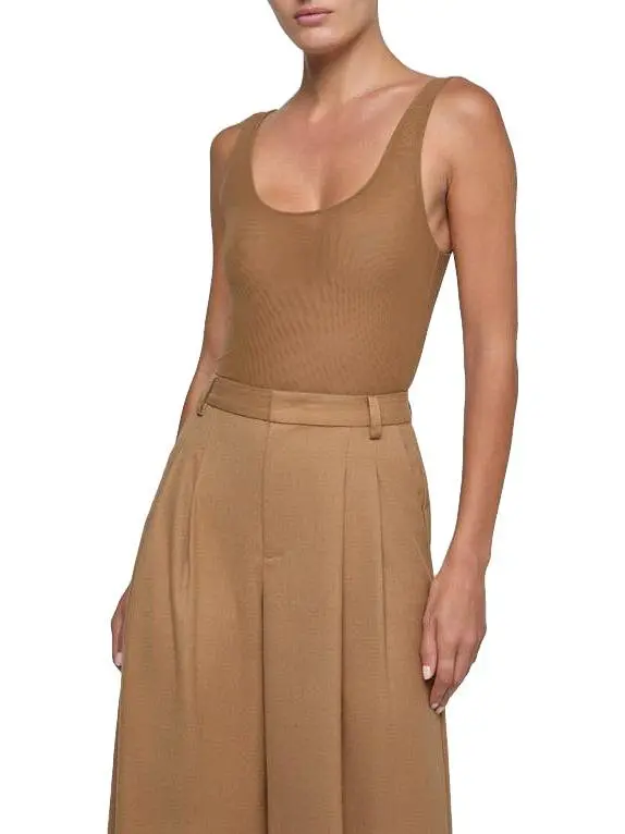 L'Agence Kalea Scoop Neck Tank Bodysuit - Dark Macchiato