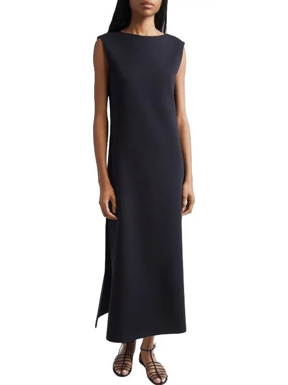 Max Mara Pepli V-back Scuba Knit Jersey Midi Dress - Black