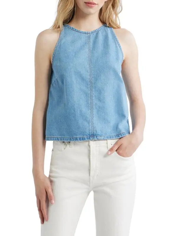 Madewell Airy Denim Shell Tank Top - Clean Soft Sky