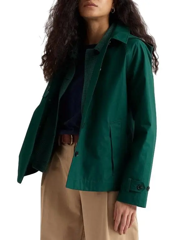 SEASALT CORNWALL Neap Tide Waterproof Organic Cotton Jacket With Removable Hood - Watson Green
