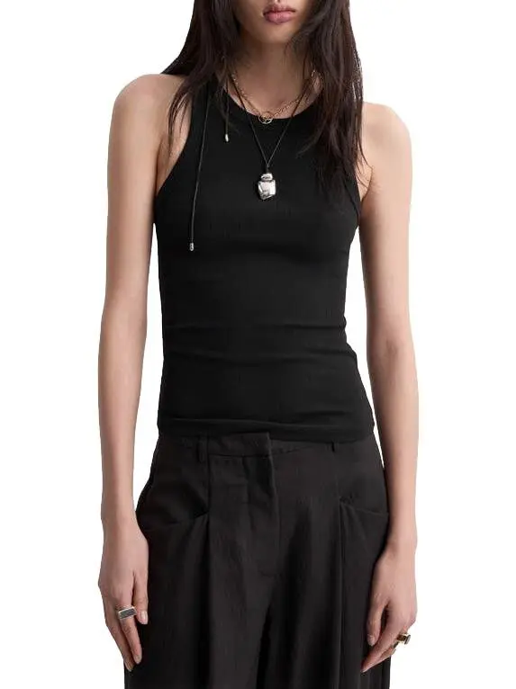 Mango Straight Fit Lyocell Blend Wide Leg Trousers - Black