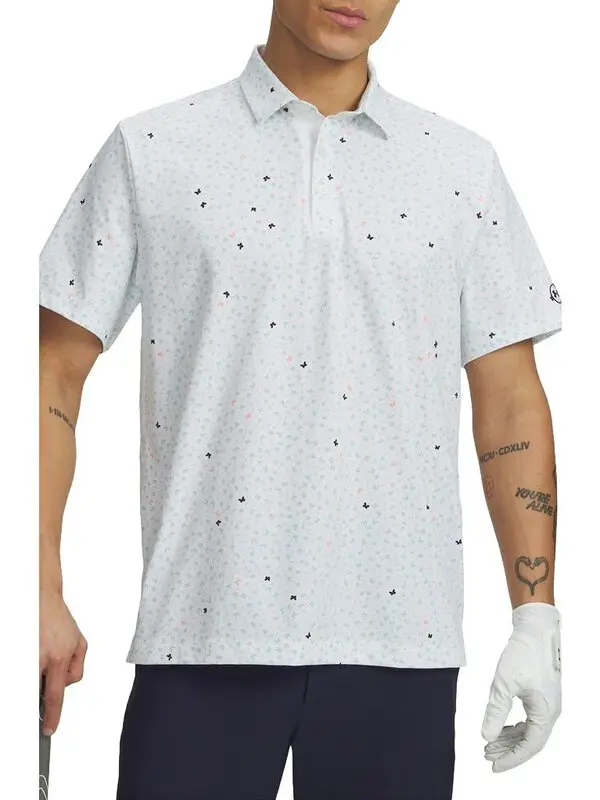 Under Armour Ua Armourdry Performance Golf Polo - White/green