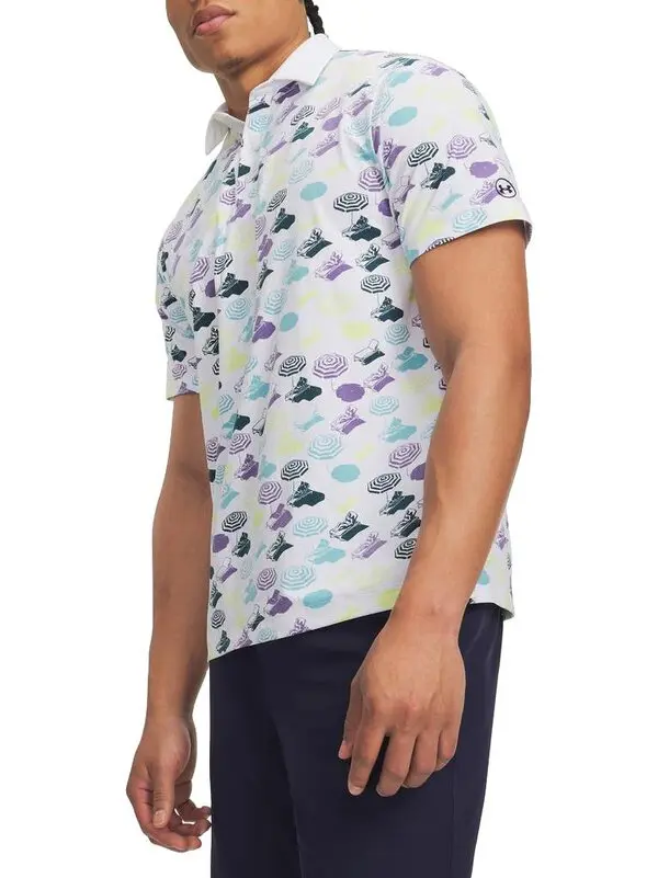 Under Armour Ua Armourdry Performance Golf Polo - White/purple