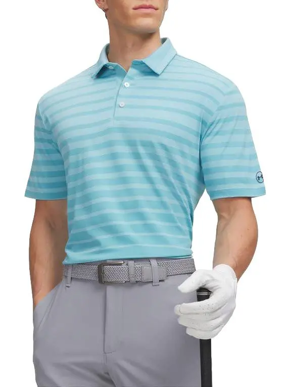 Under Armour Ua Armourdry Stripe Performance Golf Polo - Blue Haze