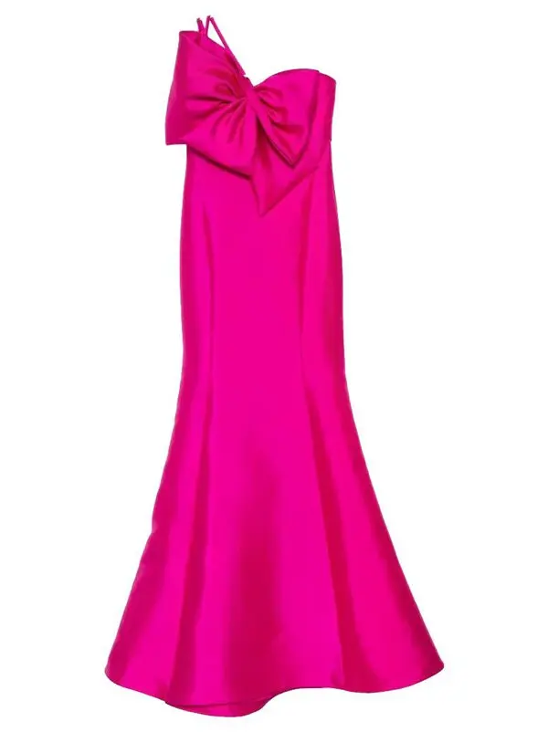 Amsale One-shoulder Bow Maxi Dress - Pink