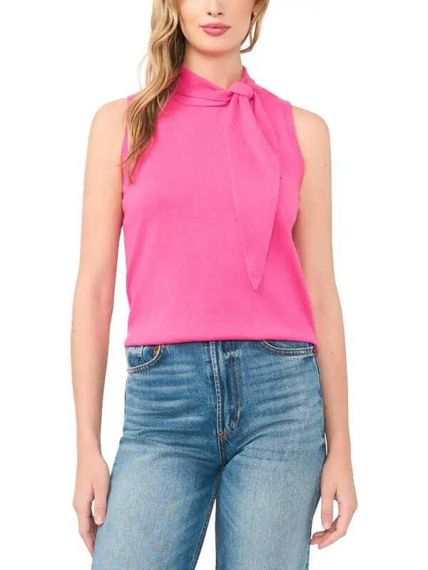CECE DUPRAZ Tie Neck Sleeveless Sweater - Petunia Punch