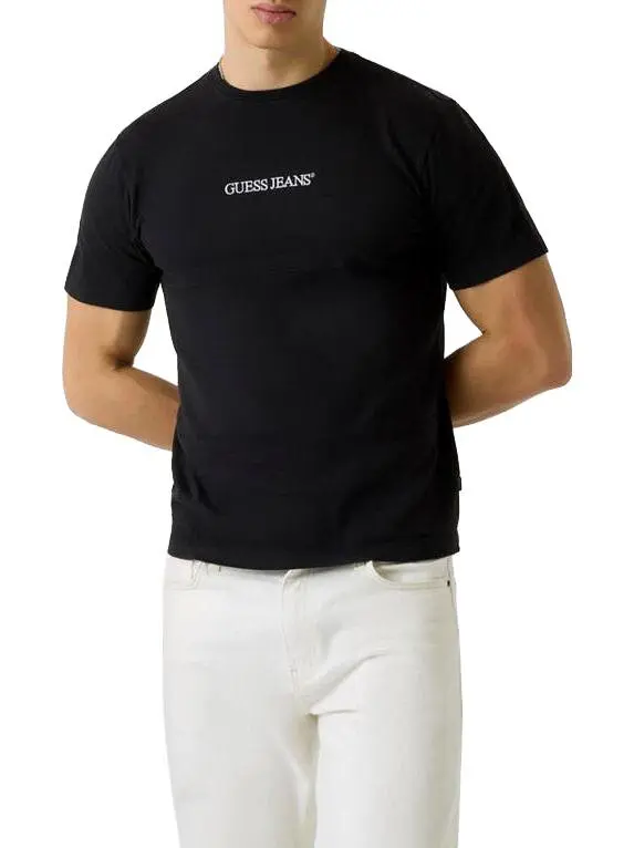 Guess Jacquard Stripe Logo Graphic T-shirt - Black