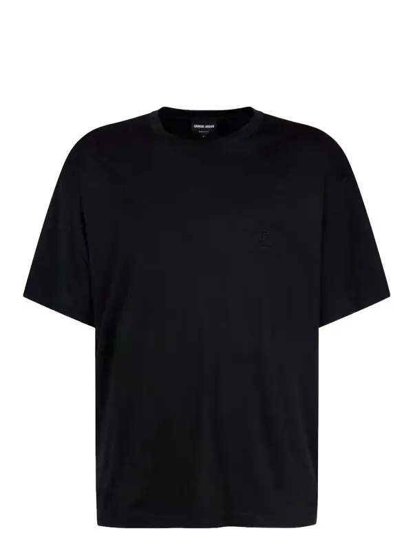 Giorgio Armani Embroidered Cotton-modal T-shirt - Black