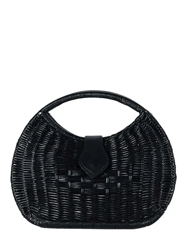 JELAVU Artemiss Rattan Half Moon Clutch - Black