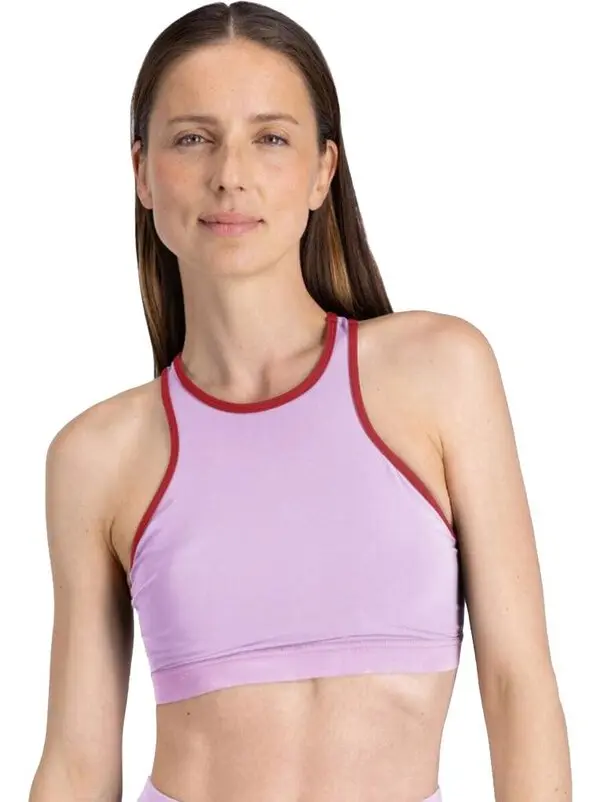 Wallien Racerfront Tie Bikini Top - Lilac/sporting Red