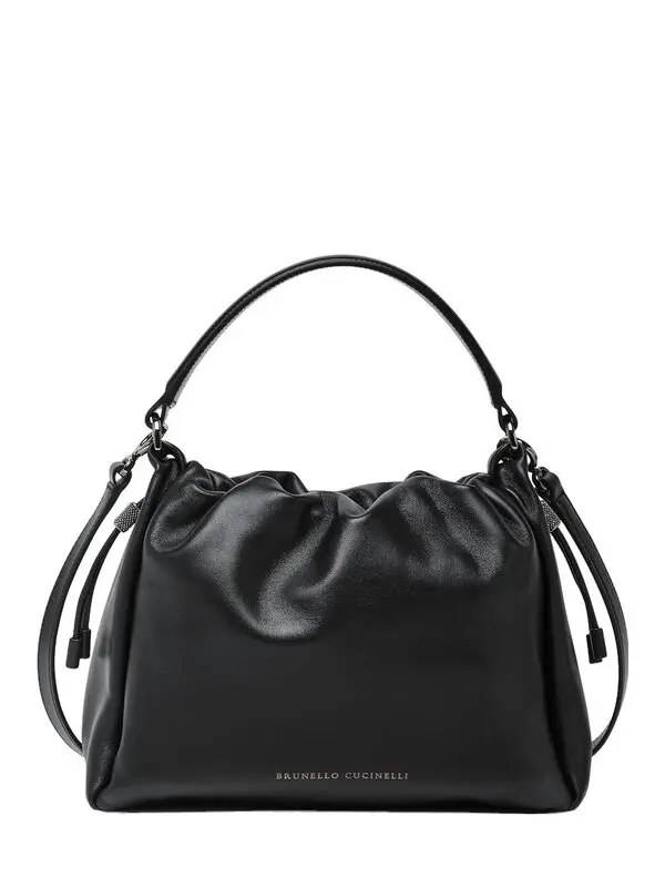 Brunello Cucinelli Small Soft Leather Mellow Bucket Bag - Black