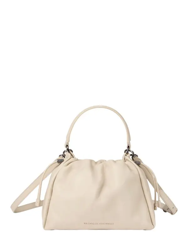 Brunello Cucinelli Small Soft Leather Mellow Bucket Bag - Ivory