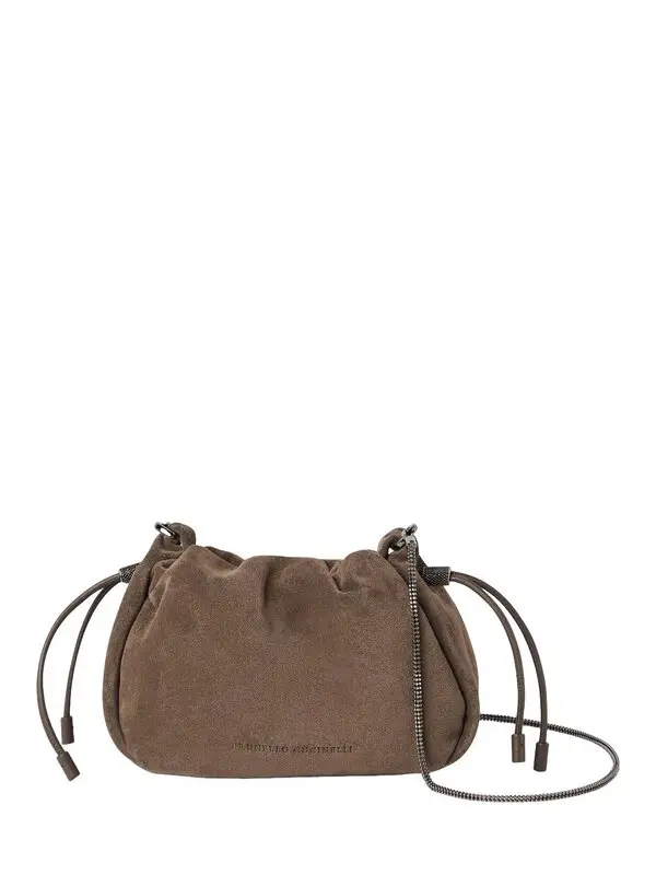 Brunello Cucinelli Suede Mini Mellow Bucket Bag - Light Brown