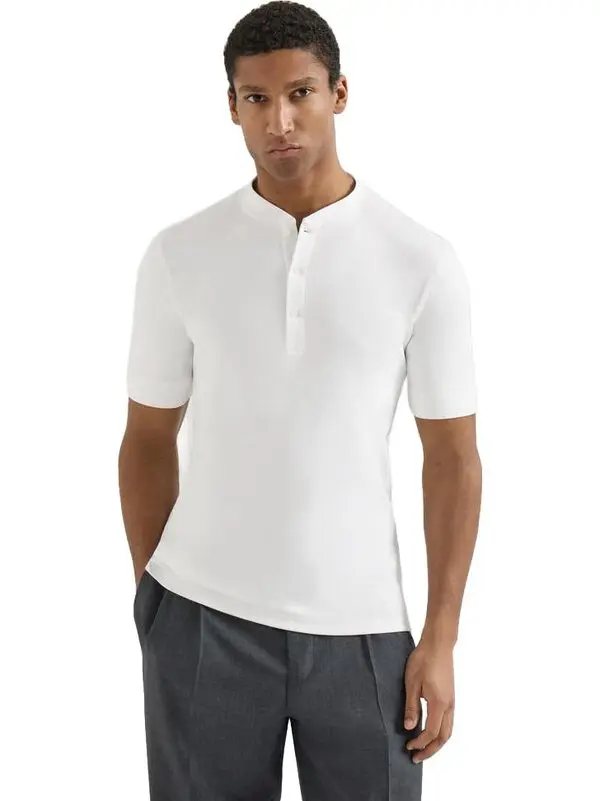 Brunello Cucinelli Henley Collar T-shirt - White