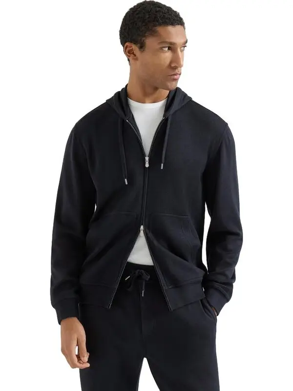 Brunello Cucinelli French Terry Zip Up Hoodie - Blue