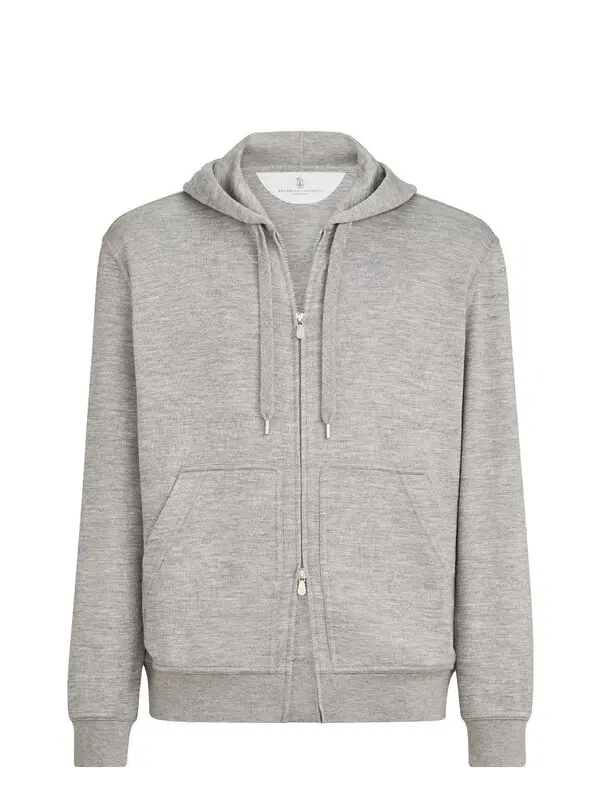 Brunello Cucinelli French Terry Zip Up Hoodie - Grey