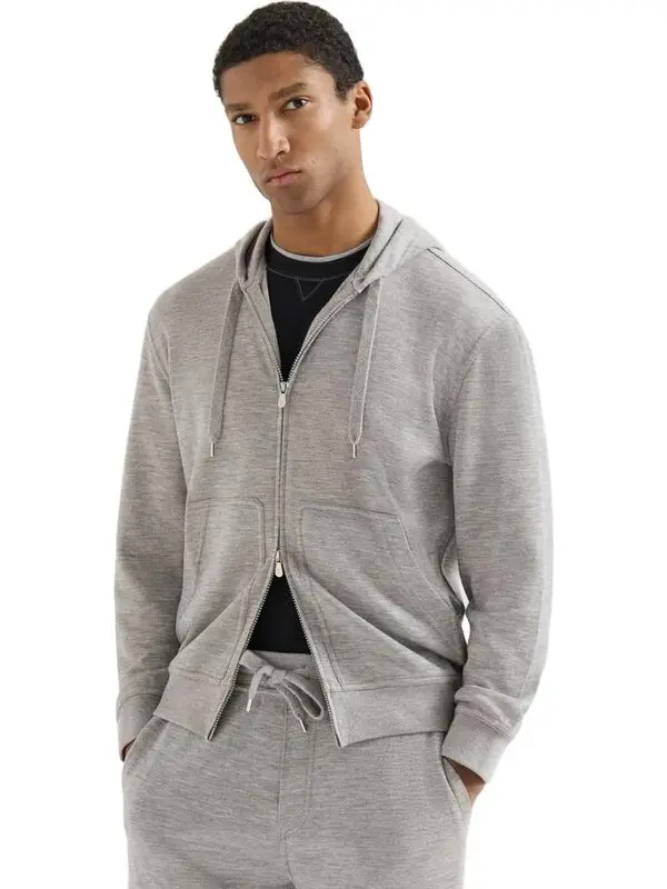 Brunello Cucinelli French Terry Zip Up Hoodie - Grey