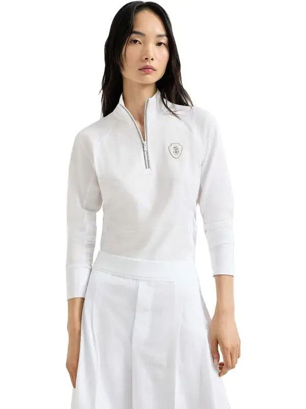 Brunello Cucinelli Piqué Sweatshirt With Logo - White