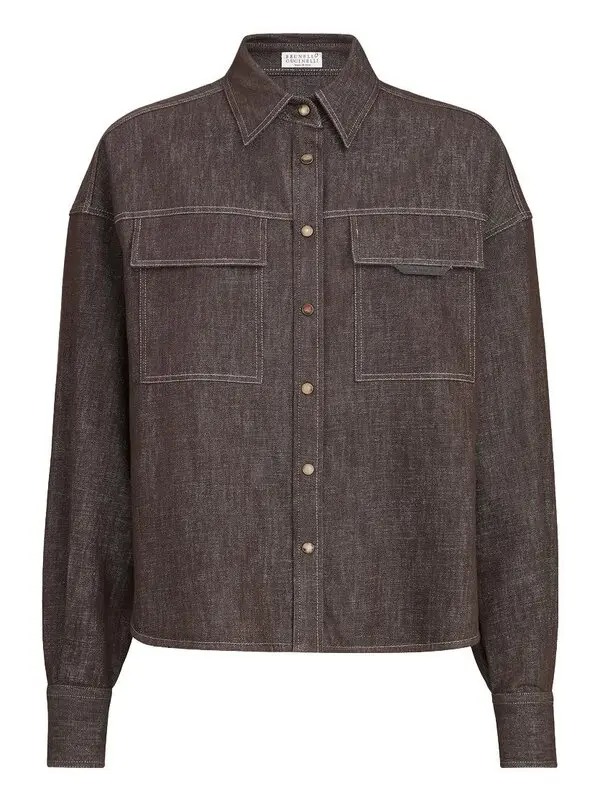 Brunello Cucinelli Sparkling No-fade Denim Shirt - Cocoa