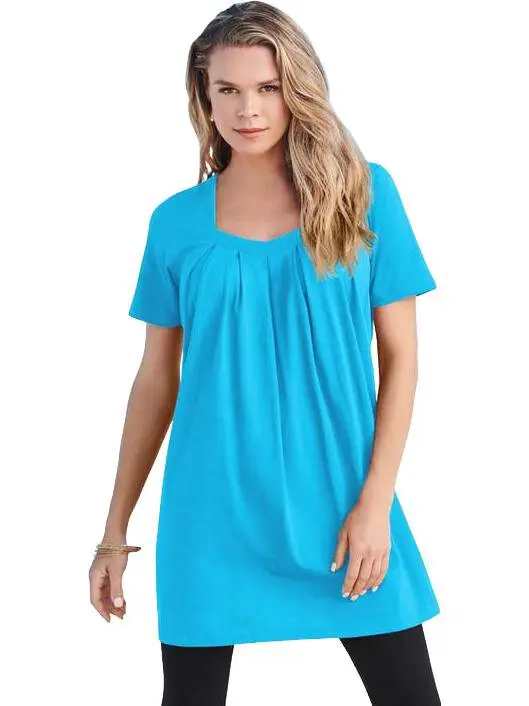 ROAMAN'S Pleatneck Tunic - Ocean