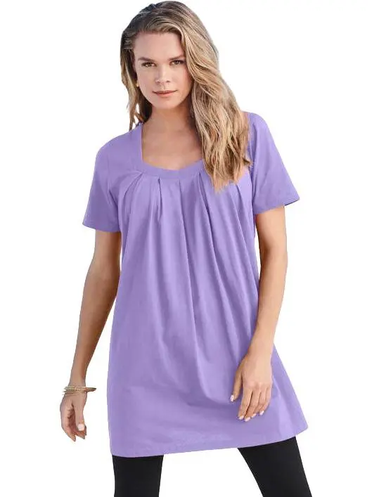 ROAMAN'S Pleatneck Tunic - Vintage Lavender