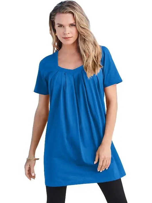 ROAMAN'S Pleatneck Tunic - Vivid Blue