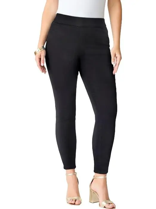 Roaman's 360° Stretch Embellished Jeggings - Black