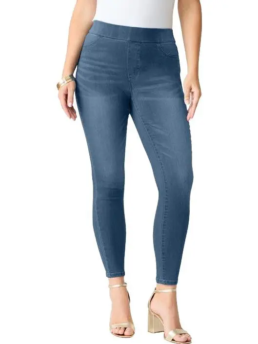 Roaman's 360° Stretch Embellished Jeggings - Medium Stonewash