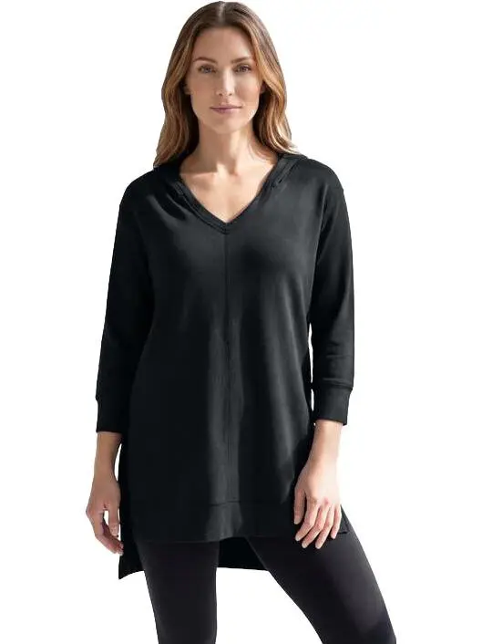 Roaman's French Terry Tunic Hoodie - Black