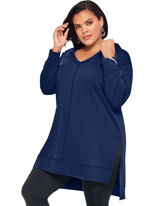 ROAMAN'S French Terry Tunic Hoodie - Evening Blue