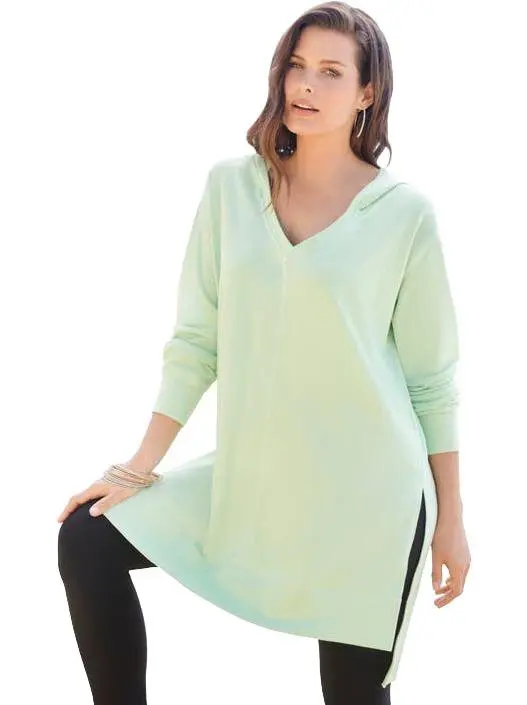 ROAMAN'S French Terry Tunic Hoodie - Green Mint