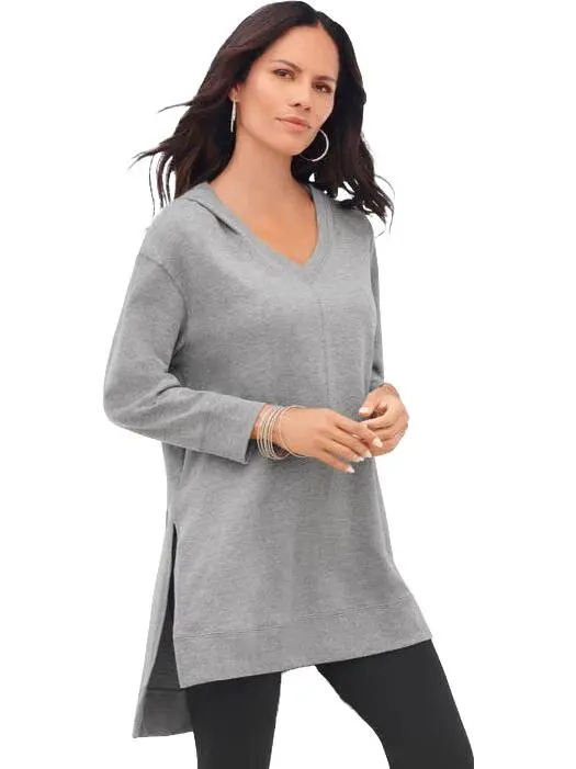 ROAMAN'S French Terry Tunic Hoodie - Medium Heather Grey