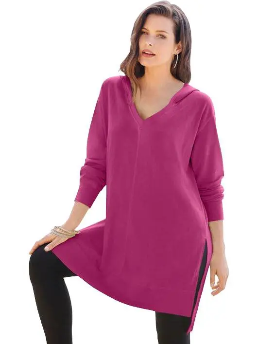 ROAMAN'S French Terry Tunic Hoodie - Raspberry