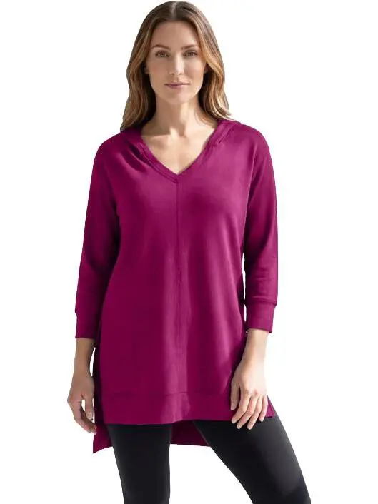 Roaman's French Terry Tunic Hoodie - Raspberry