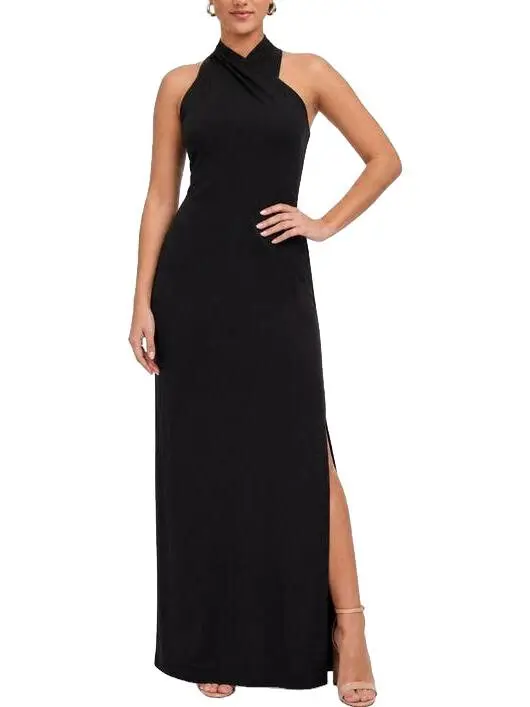 Rachel Rachel Roy Harland Crossover Halter Maxi Gown - Black