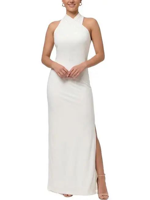 Rachel Rachel Roy Harland Crossover Halter Maxi Gown - Eggshell